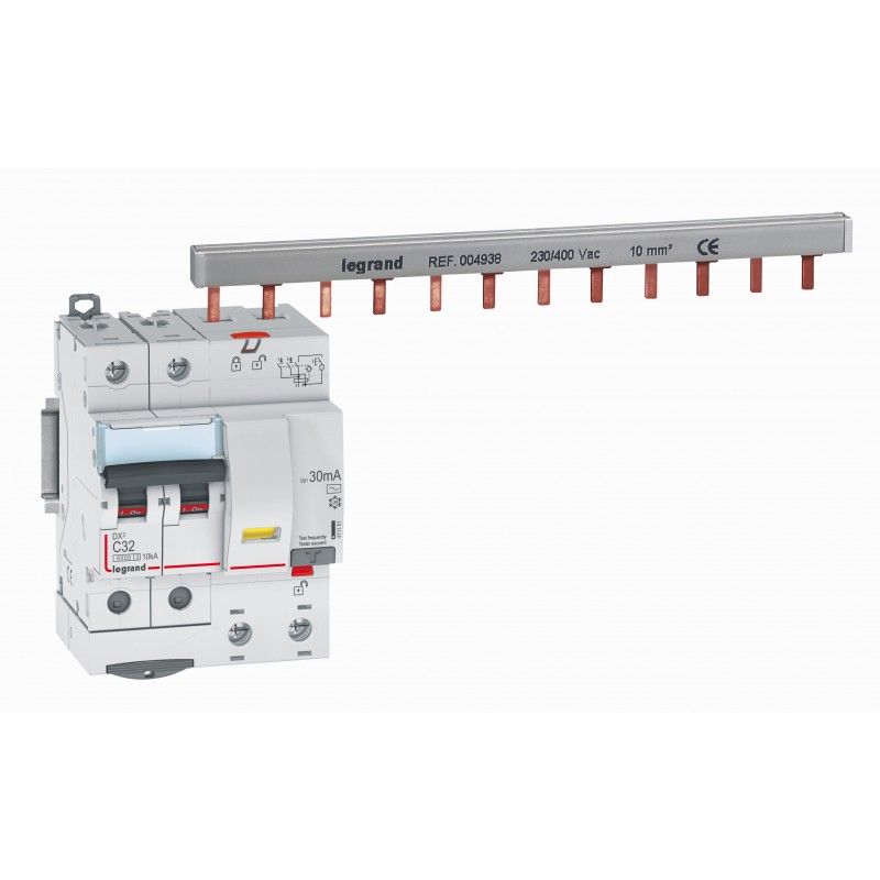 LEGRAND 411161 Disjoncteur différentiel mono DX³ 6000-vis-2P-230/400V~-32A-typeAC-30mA-10kA ...