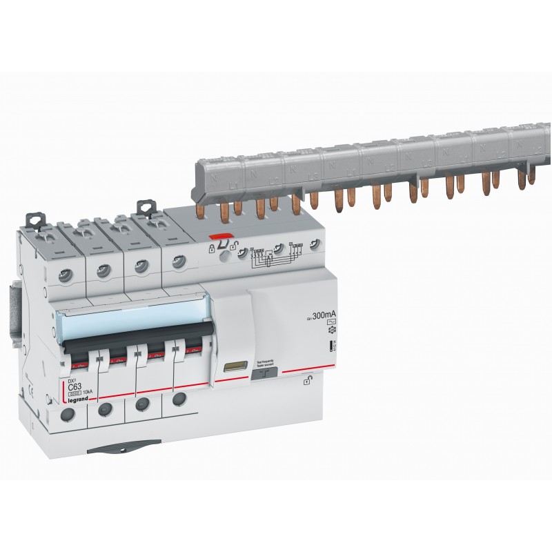 LEGRAND 411214 Disjoncteur différentiel mono DX³ 6000-vis/vis-4P-400V~-63A-typeAC-300mA-10kA ...